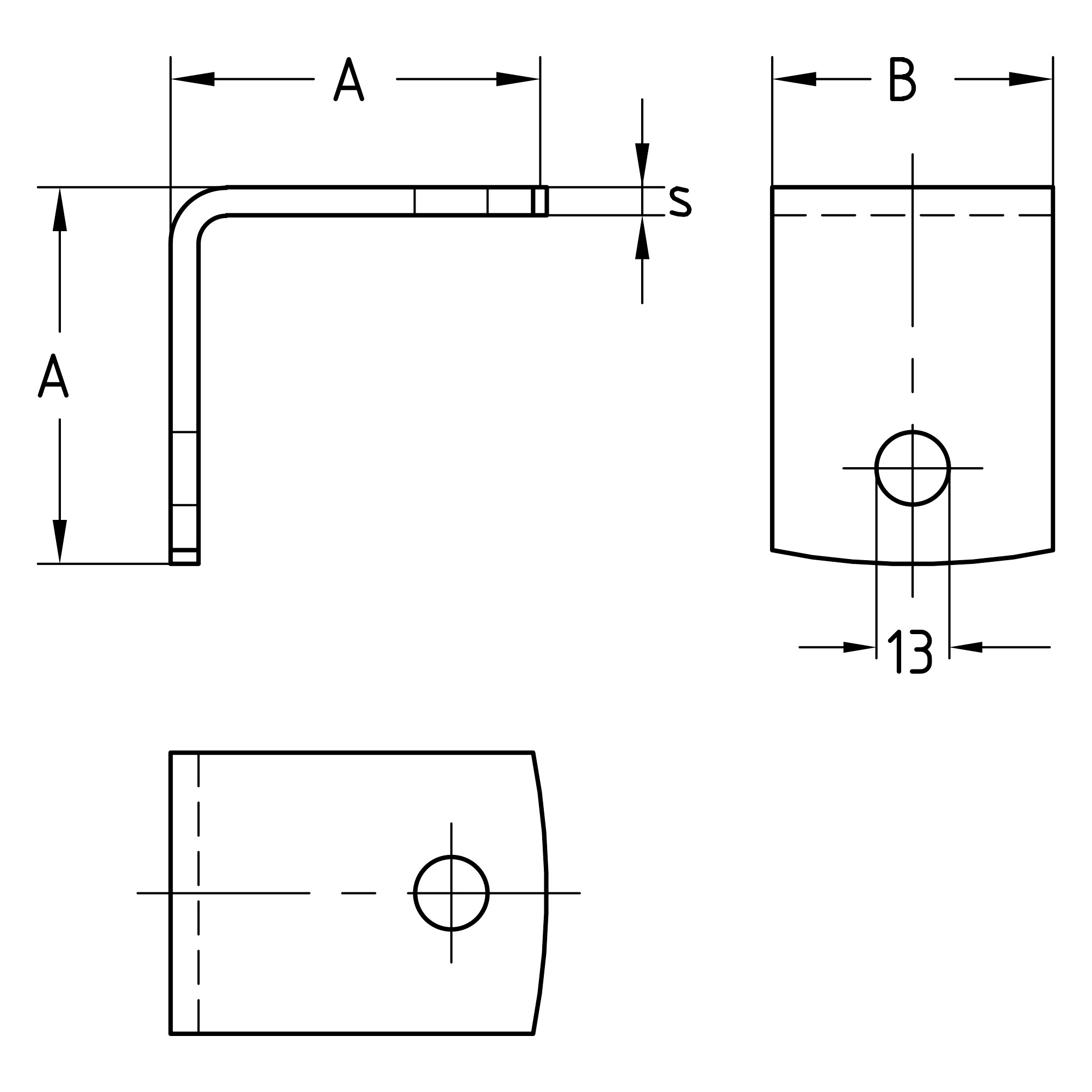 MÜPRO | MPT-Montagewinkel 90° Q50-2,5 | 2-Lochwinkel, leichte Ausführung