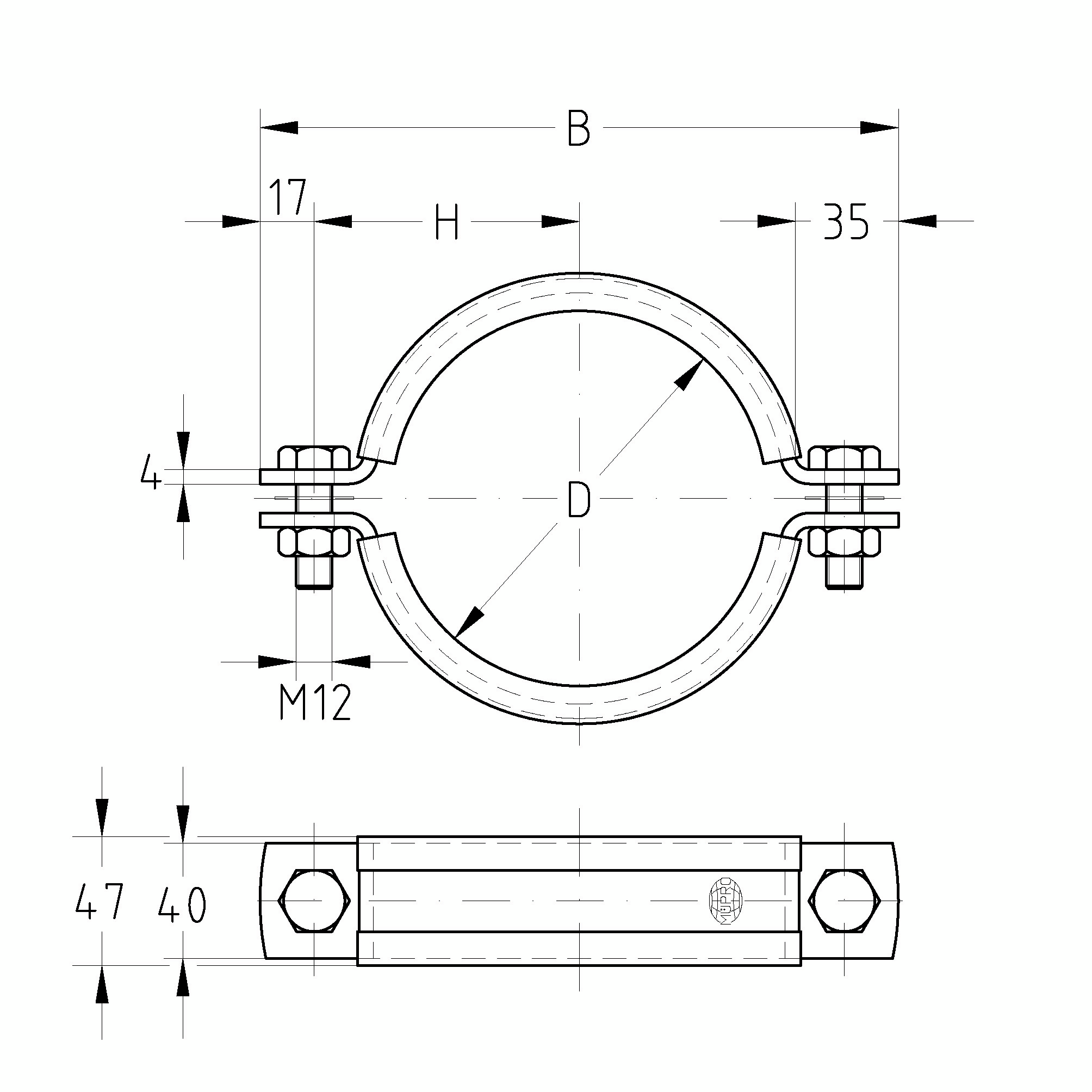 MÜPRO | STATO® Schellen DÄMMGULAST® gelb | 177,8 mm